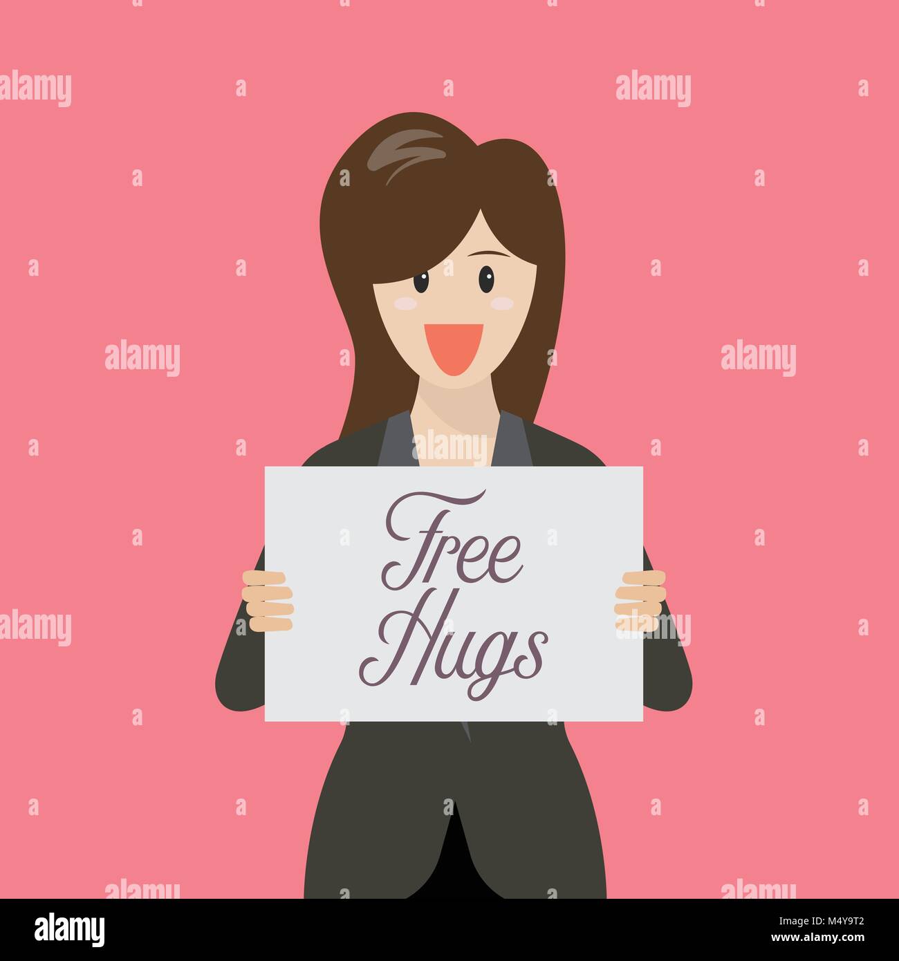 Business woman showing free hug sign. Vector Illustration Stock Vector ...
