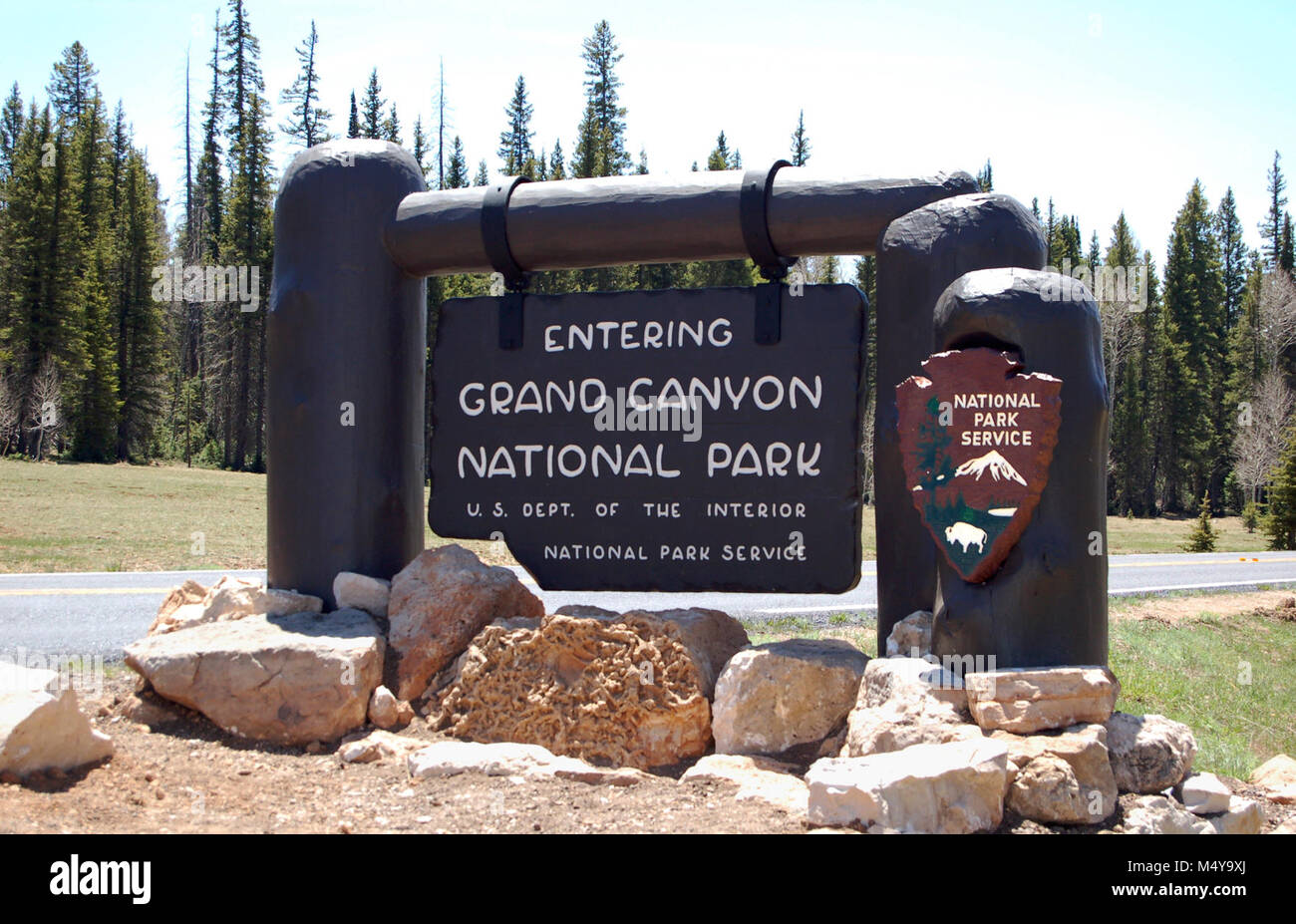 The new entrance sign is a replica of the original design. Work was ...