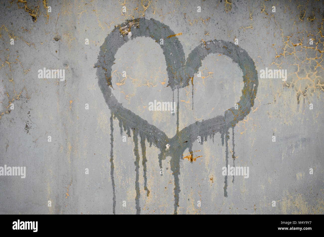 painted heart on a rusty iron background. metallic rust texture with ...