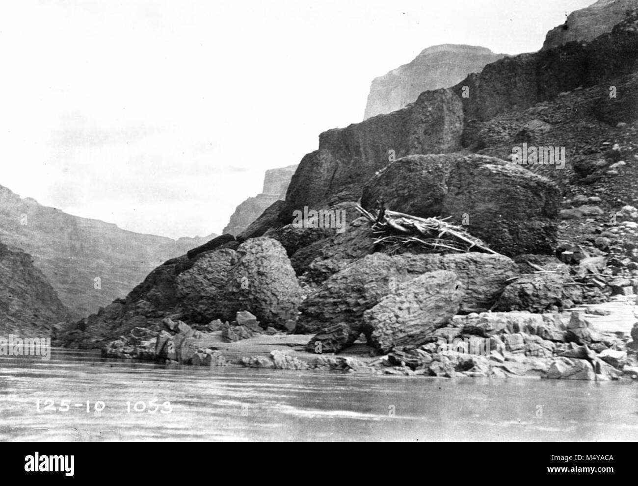STONE EXPEDITION- DRIFTWOOD LEFT UP IN ROCKS ABOVE COLORADO RIVER FROM ...