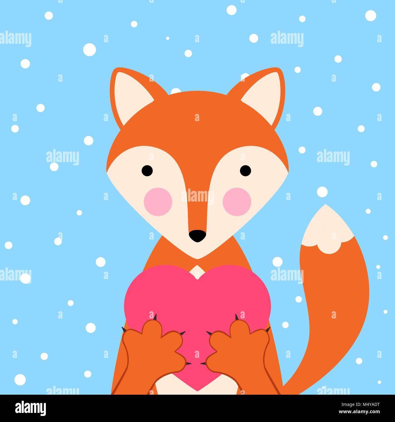 Cartoon valentine day illustration- funny, cute fox. Heard icon Stock ...