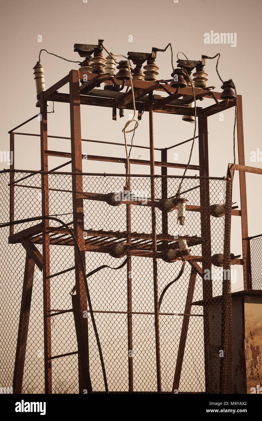 Old rusty transformer substation Stock Photo - Alamy
