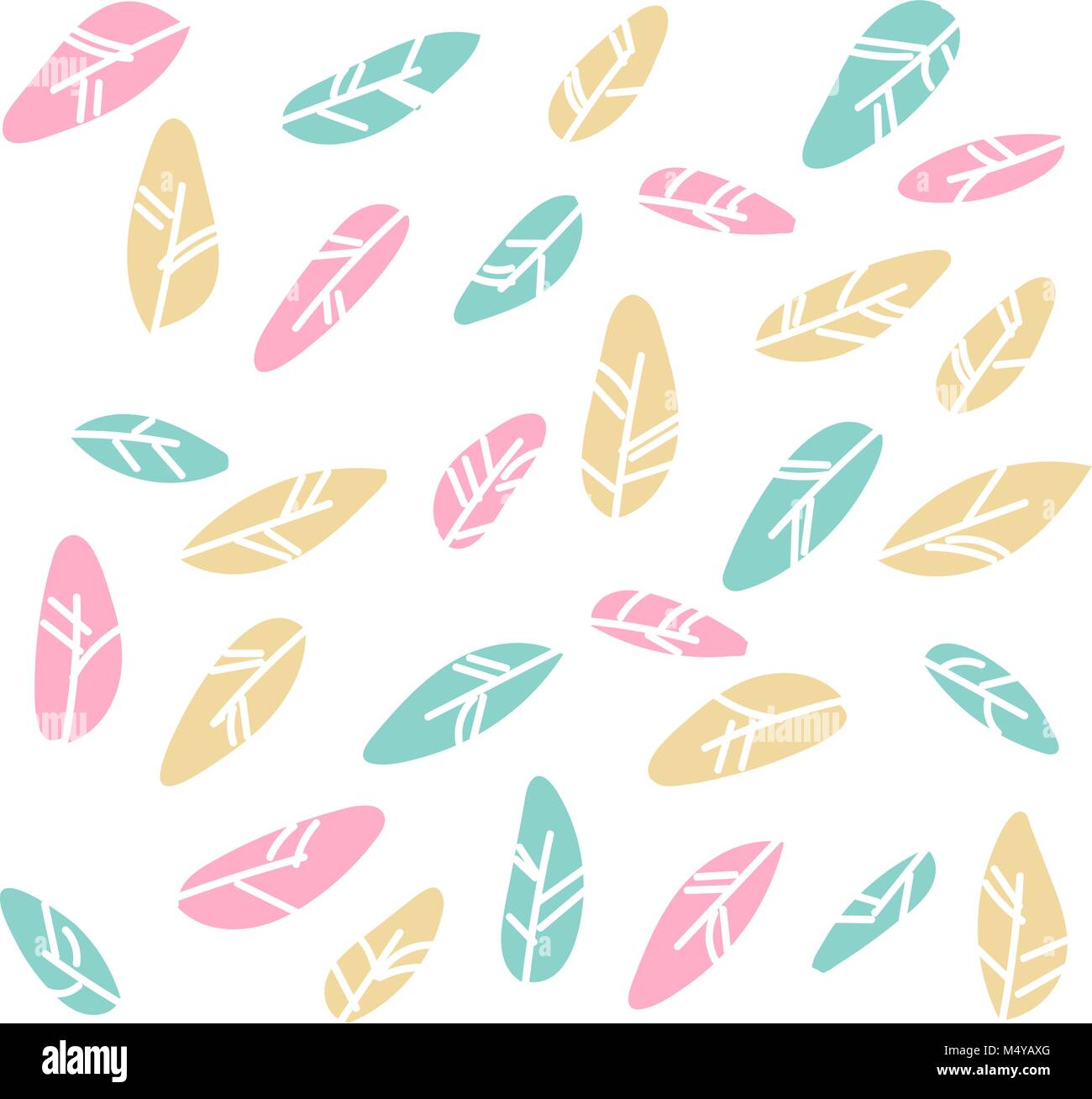 Tribal flat feather different style bird vintage colorful ethnic hand ...