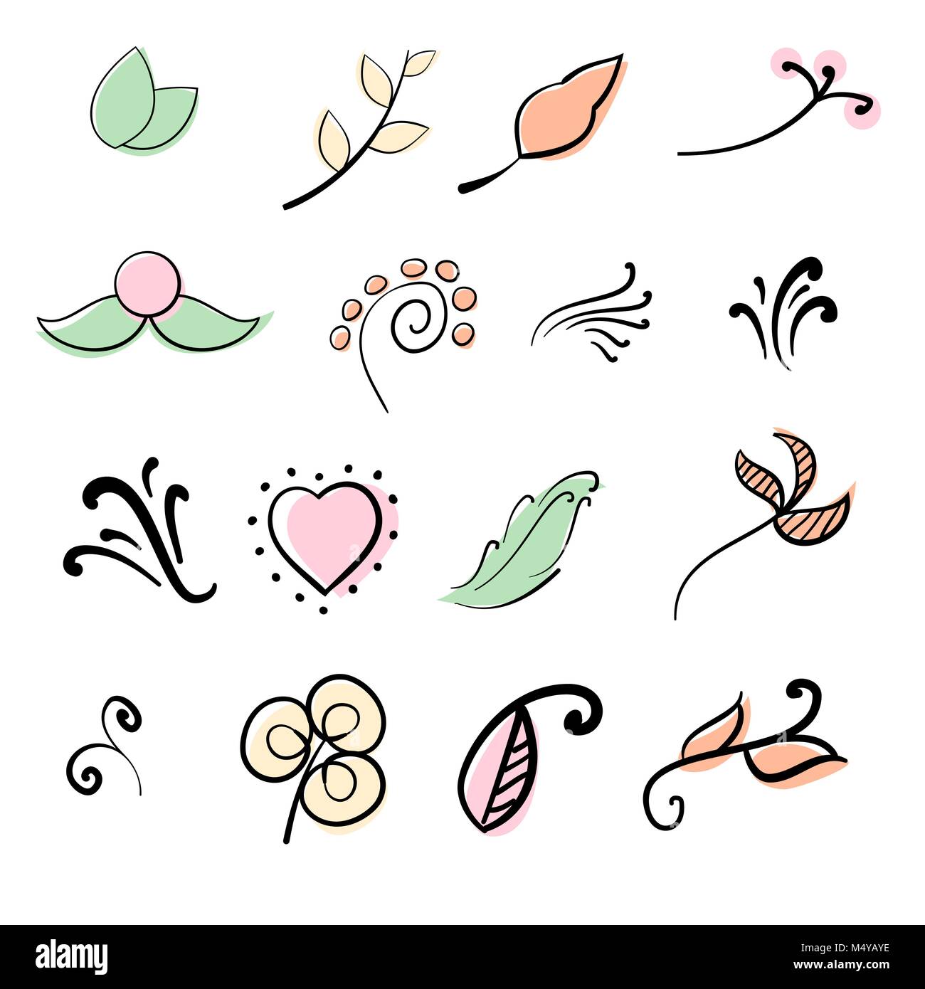 Doodle leaf, flower, brunch illustration Stock Vector Image & Art - Alamy