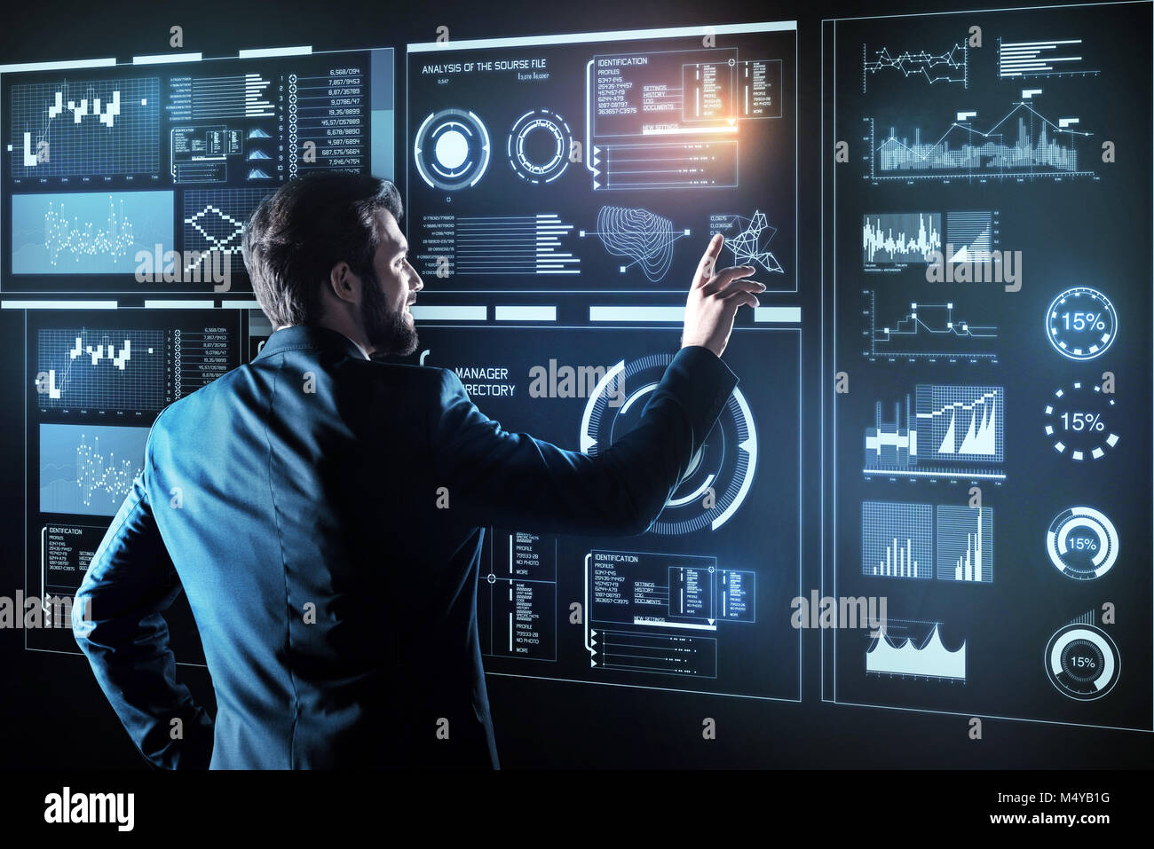 Emotional programmer smiling while working with new technologies Stock ... Emotional programmer smiling while working with new technologies Stock ...