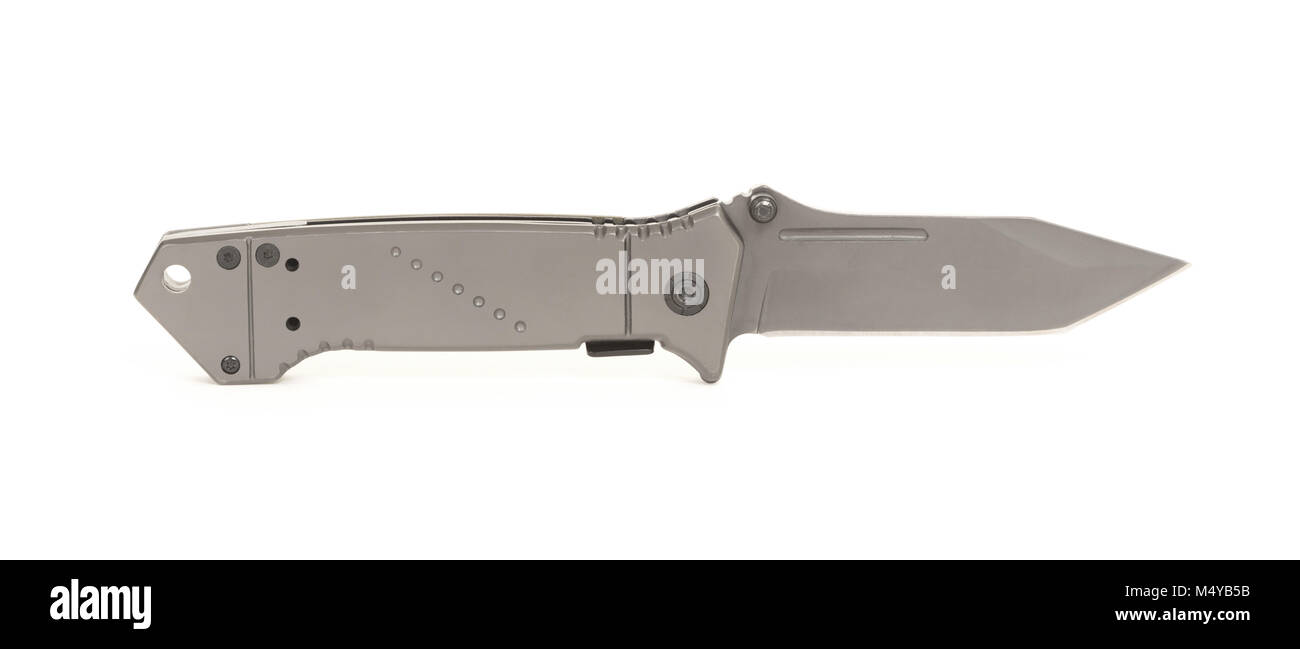 Modern pocket knife, isolated on a white background Stock Photo - Alamy