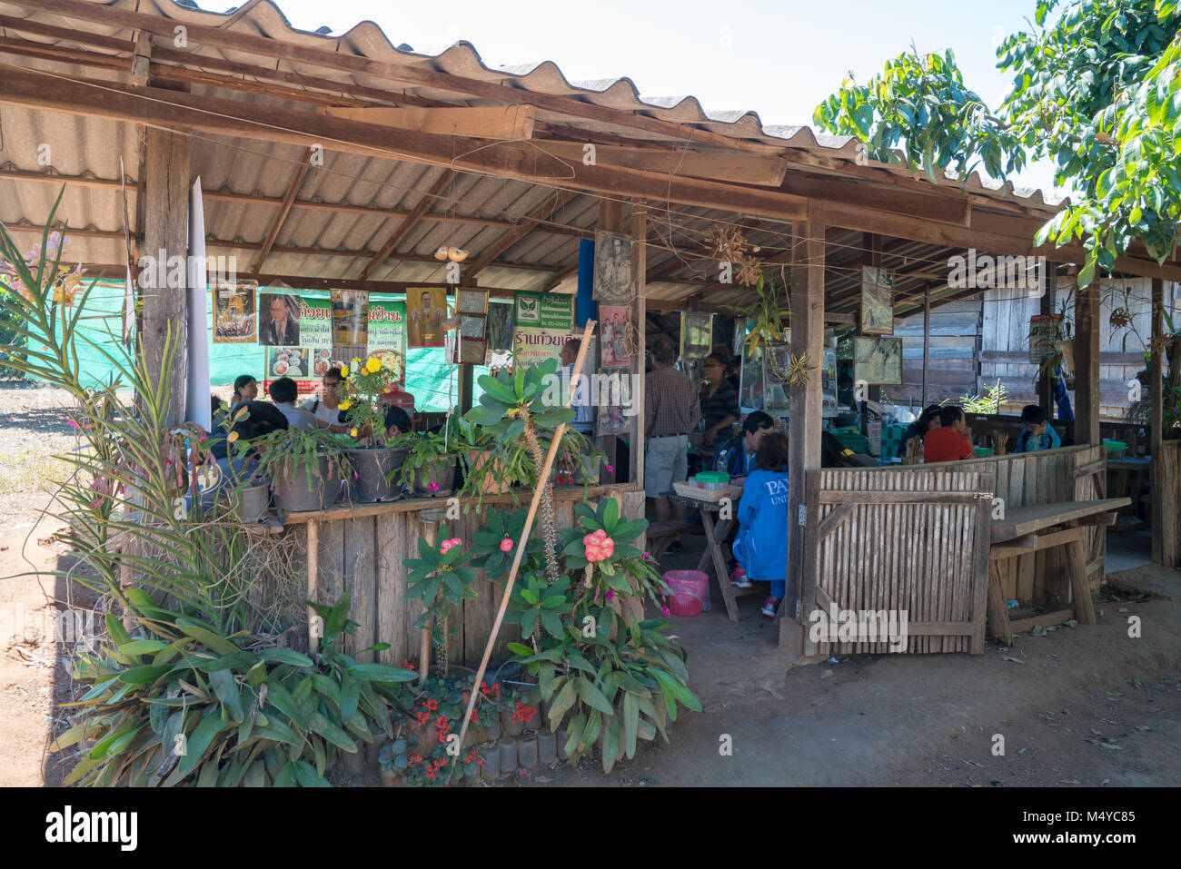 CHIANG MAI THAILAND - JANUARY 31 2018; People dining in rural Thai ...
