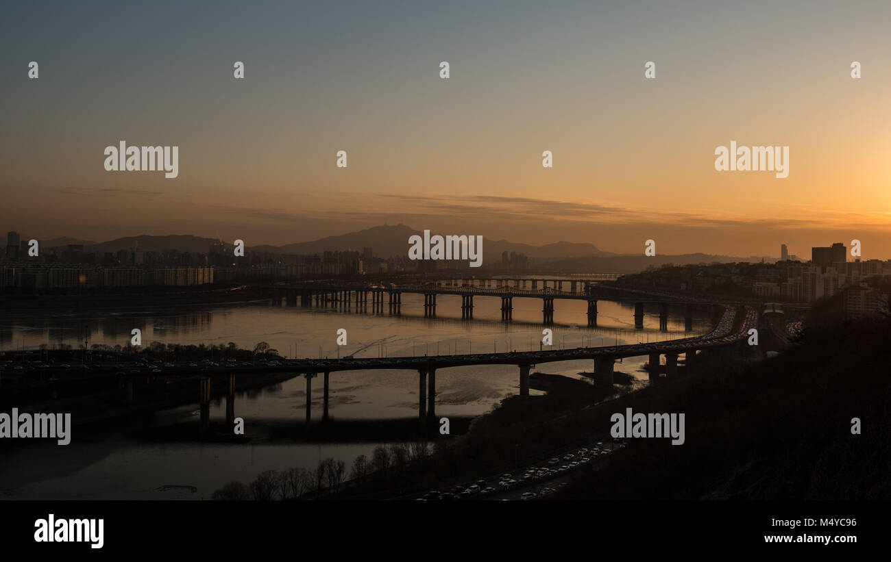 Sunset over Seoul, South Korea Stock Photo - Alamy