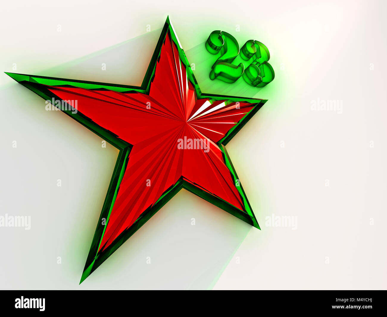 Red and gold star with number 23 on white background Stock Photo - Alamy