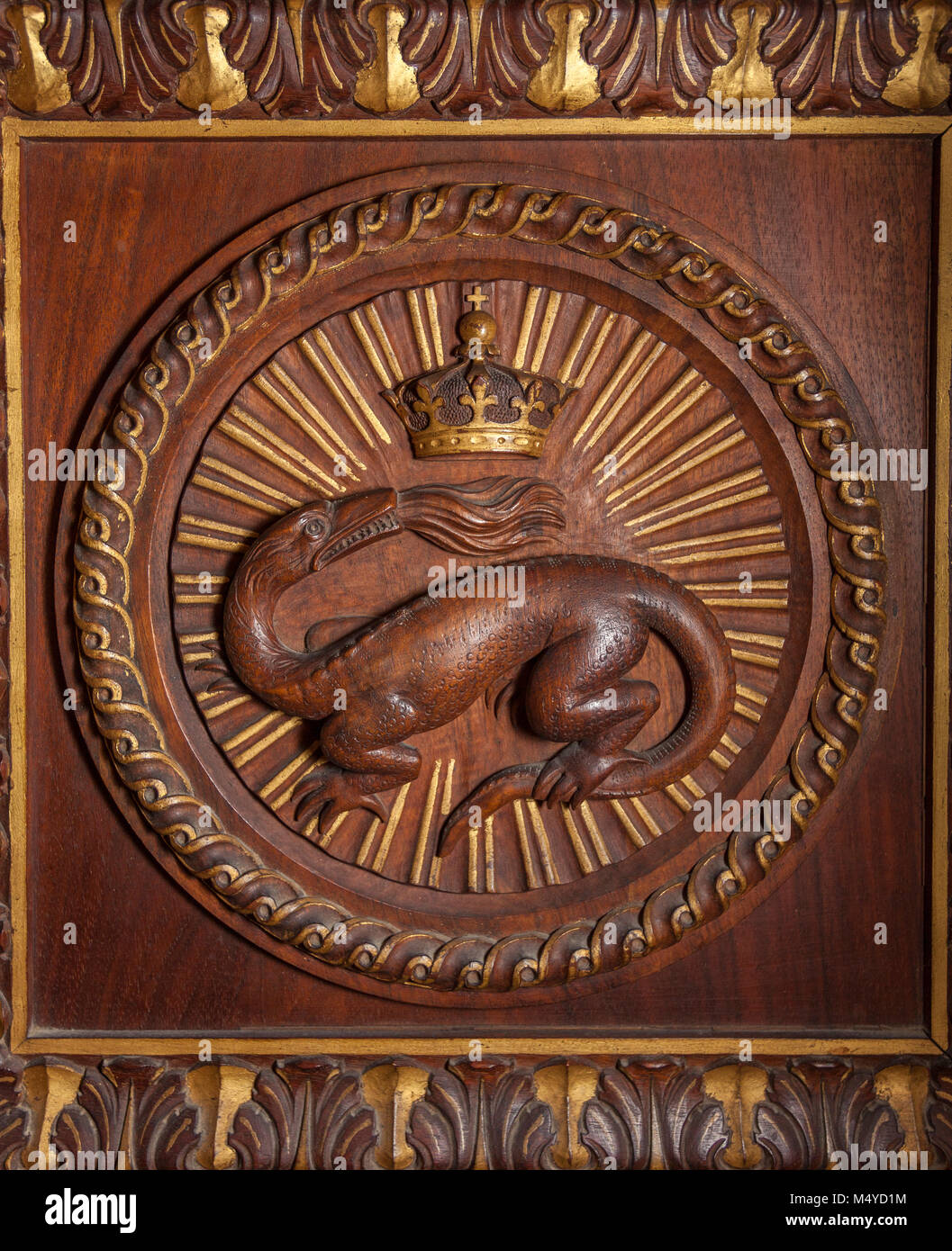 Wood Carved Dragon, particular of an ancient closet Stock Photo - Alamy