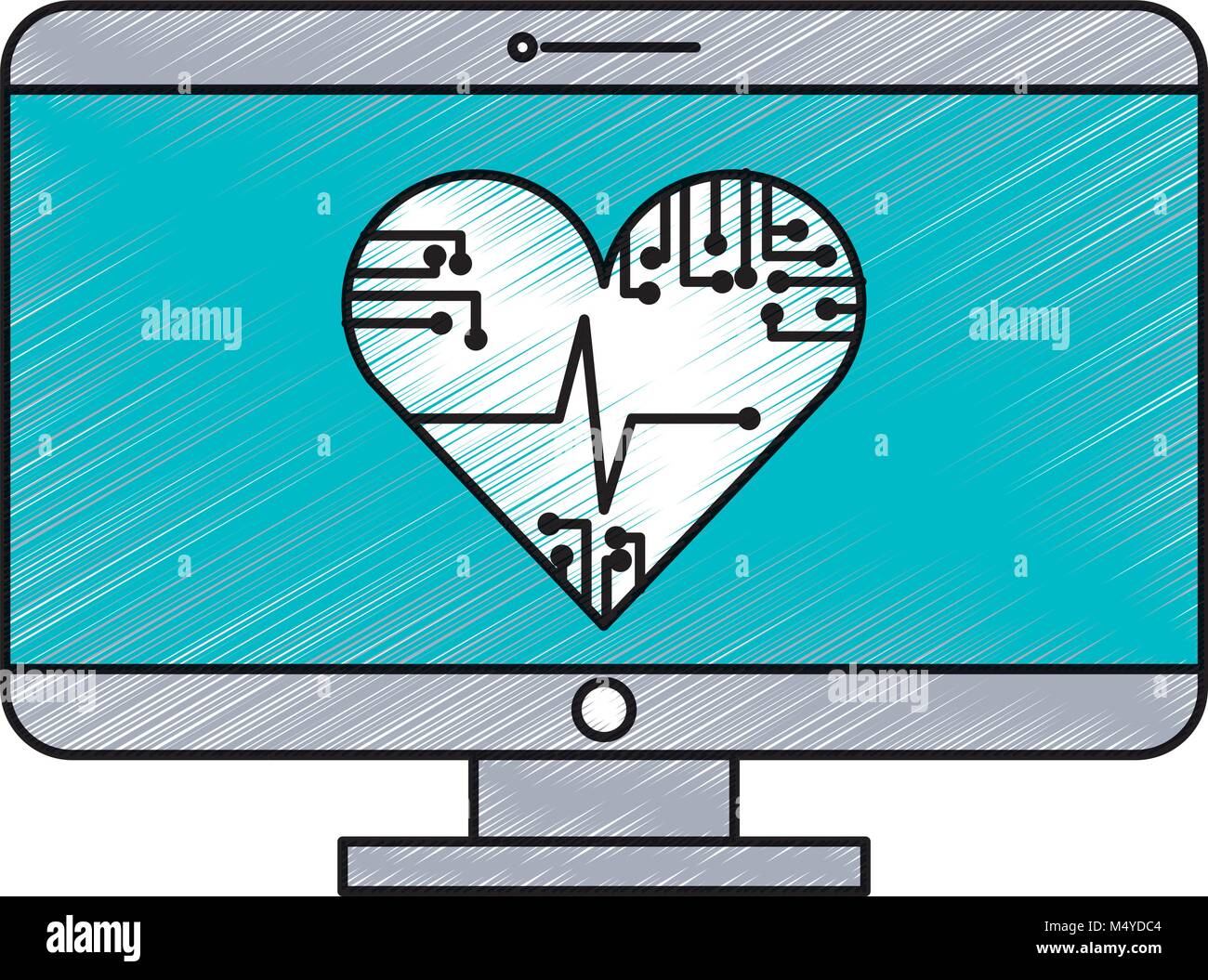 monitor computer heart monitoring circuit healthy technology Stock ...