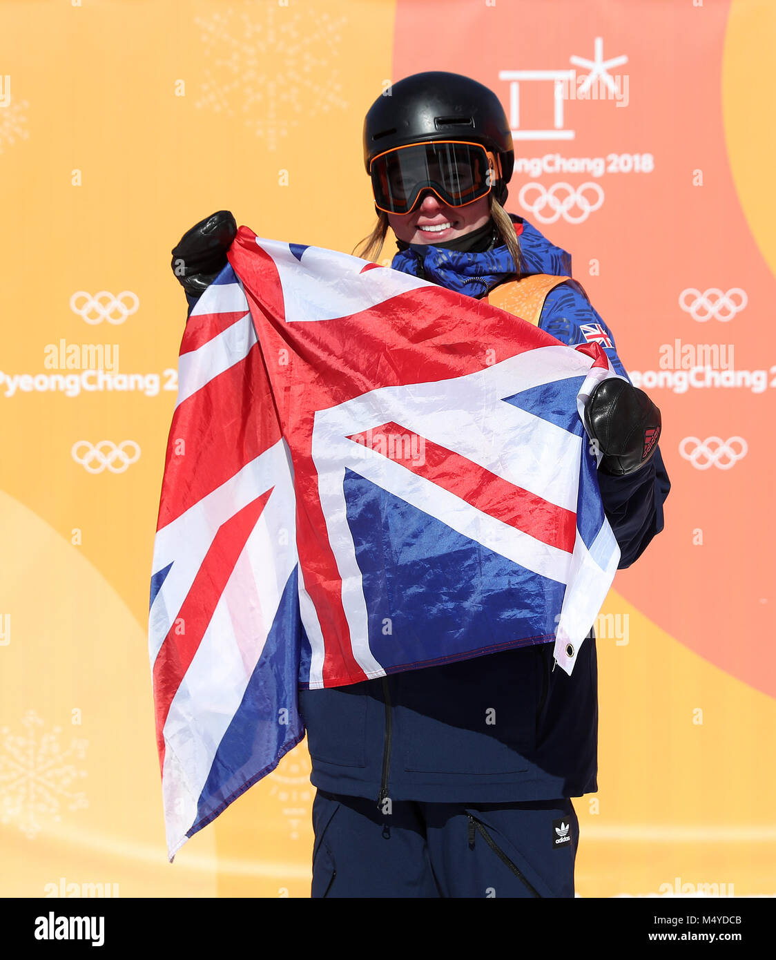 Great Britain's Isabel Atkin celebrates winning bronze in the Ski ...