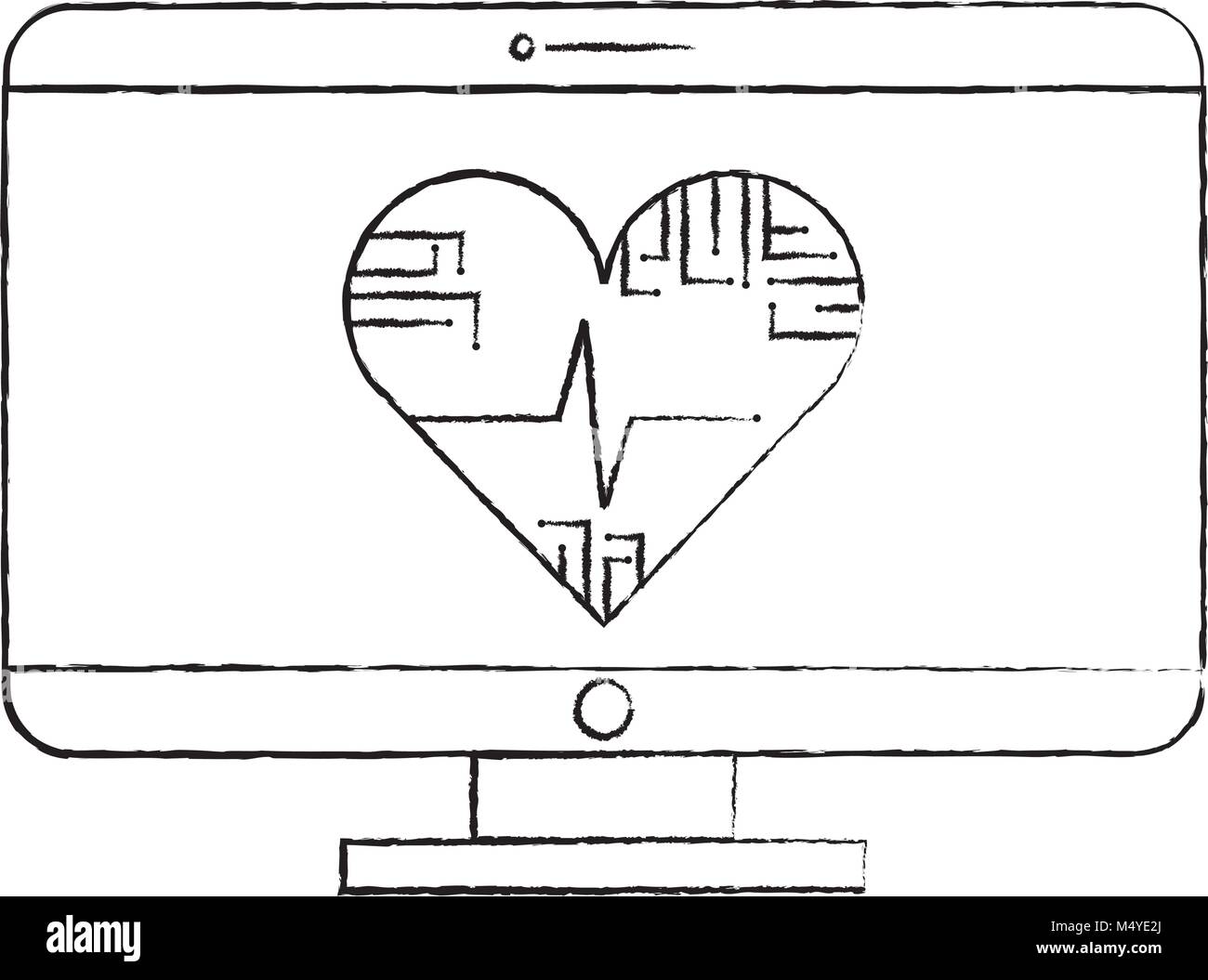 monitor computer heart monitoring circuit healthy technology Stock ...
