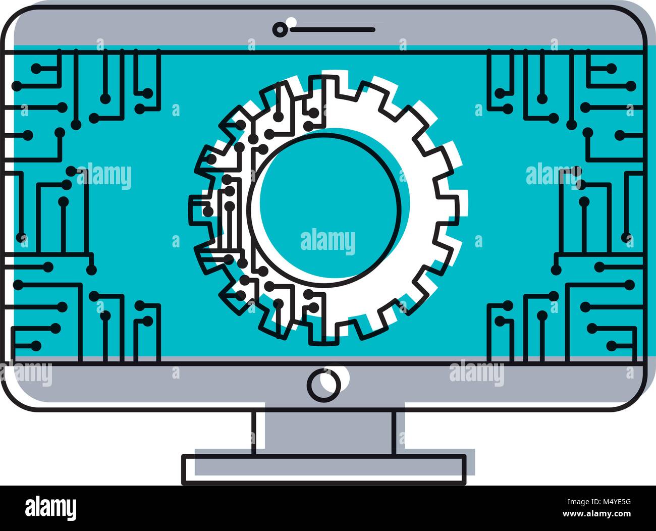 monitor computer with gear circuit connection technology Stock Vector ...