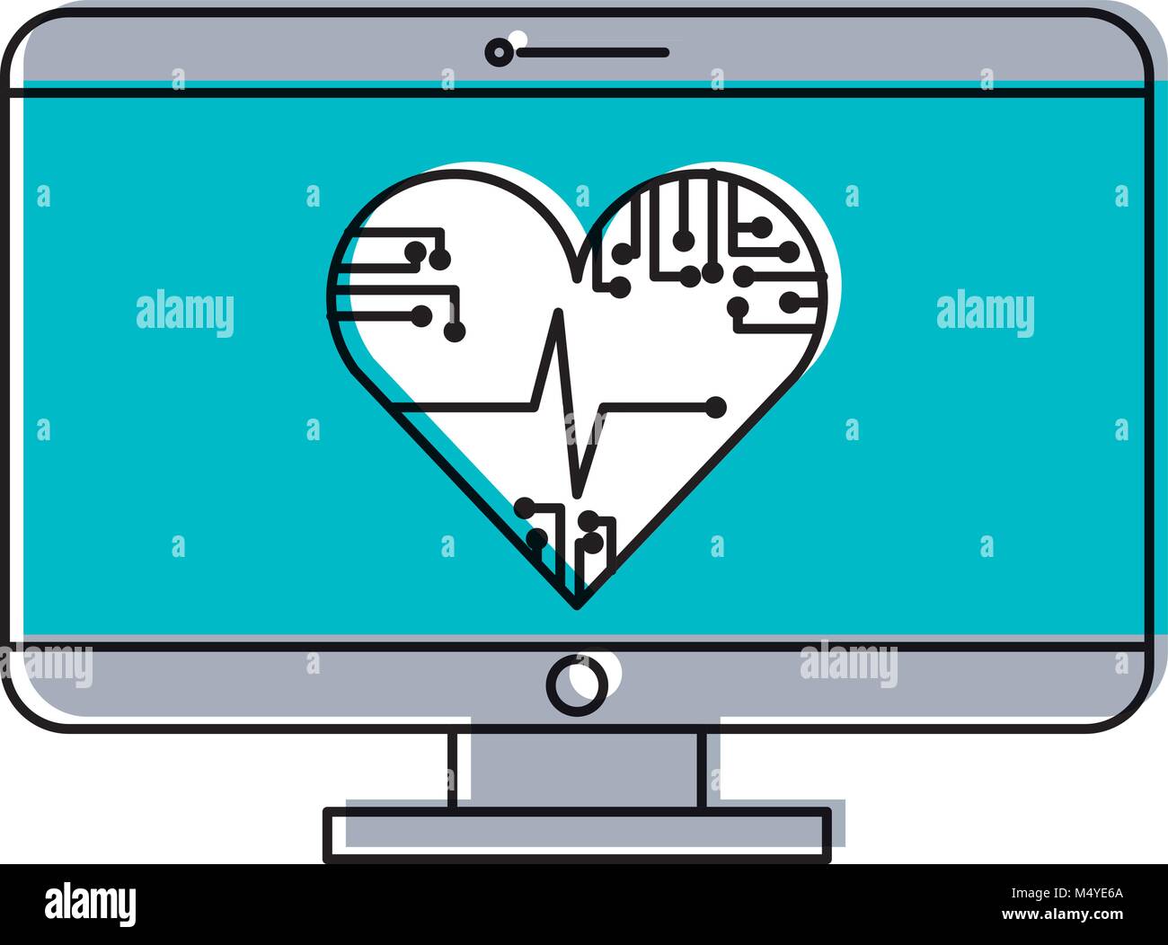 monitor computer heart monitoring circuit healthy technology Stock ...
