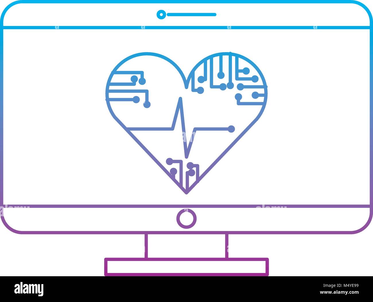 monitor computer heart monitoring circuit healthy technology Stock ...