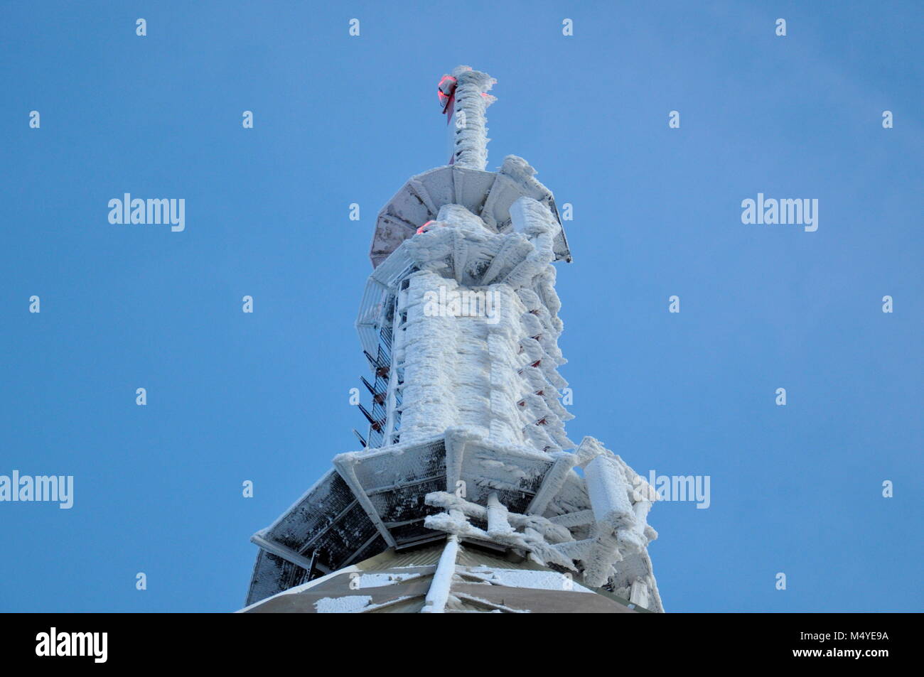 Frosty antennas on transmitter,Black mountain,winter Stock Photo - Alamy