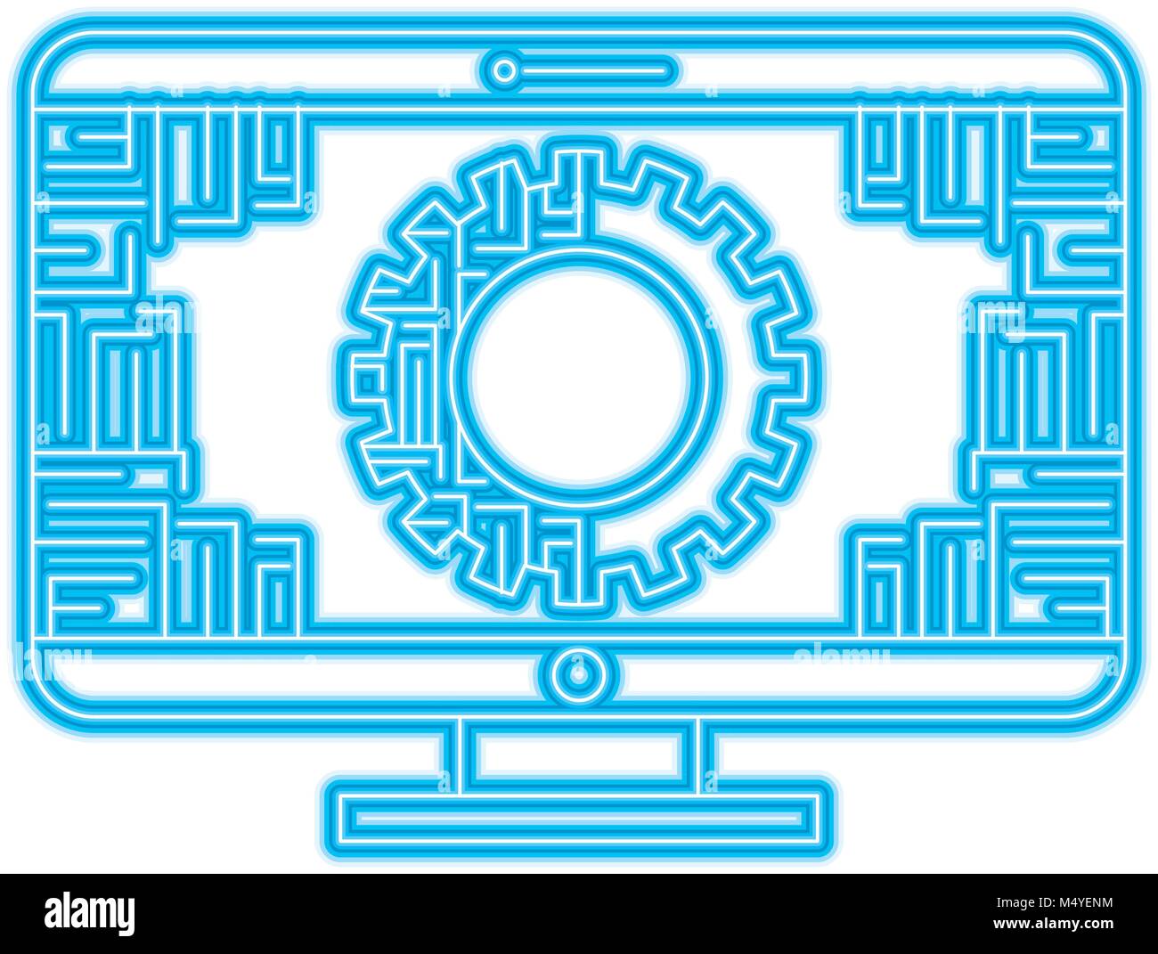monitor computer with gear circuit connection technology Stock Vector ...