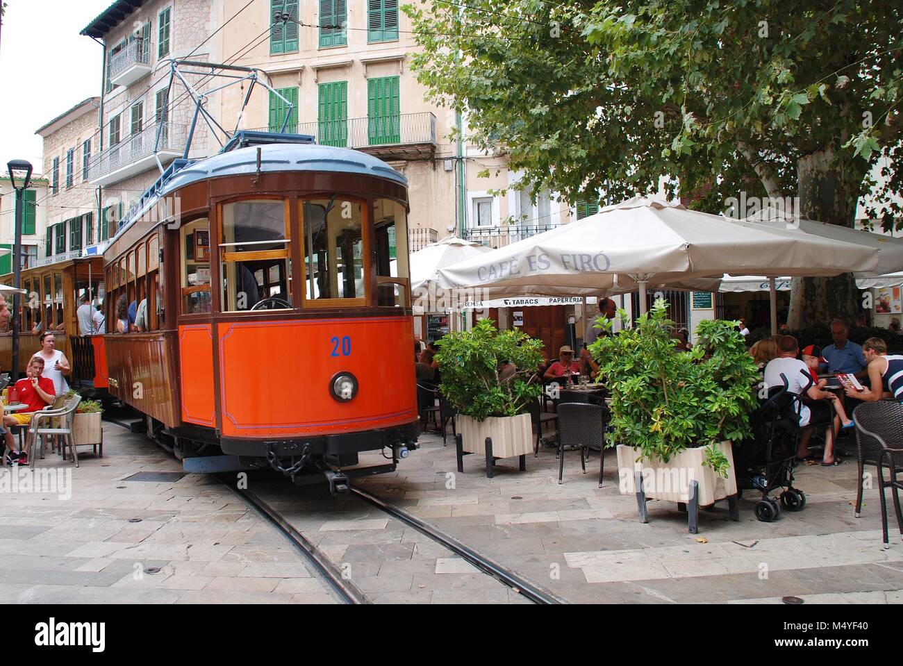 The vintage tram line at Soller on the Spanish island of Majorca. The 4 ...