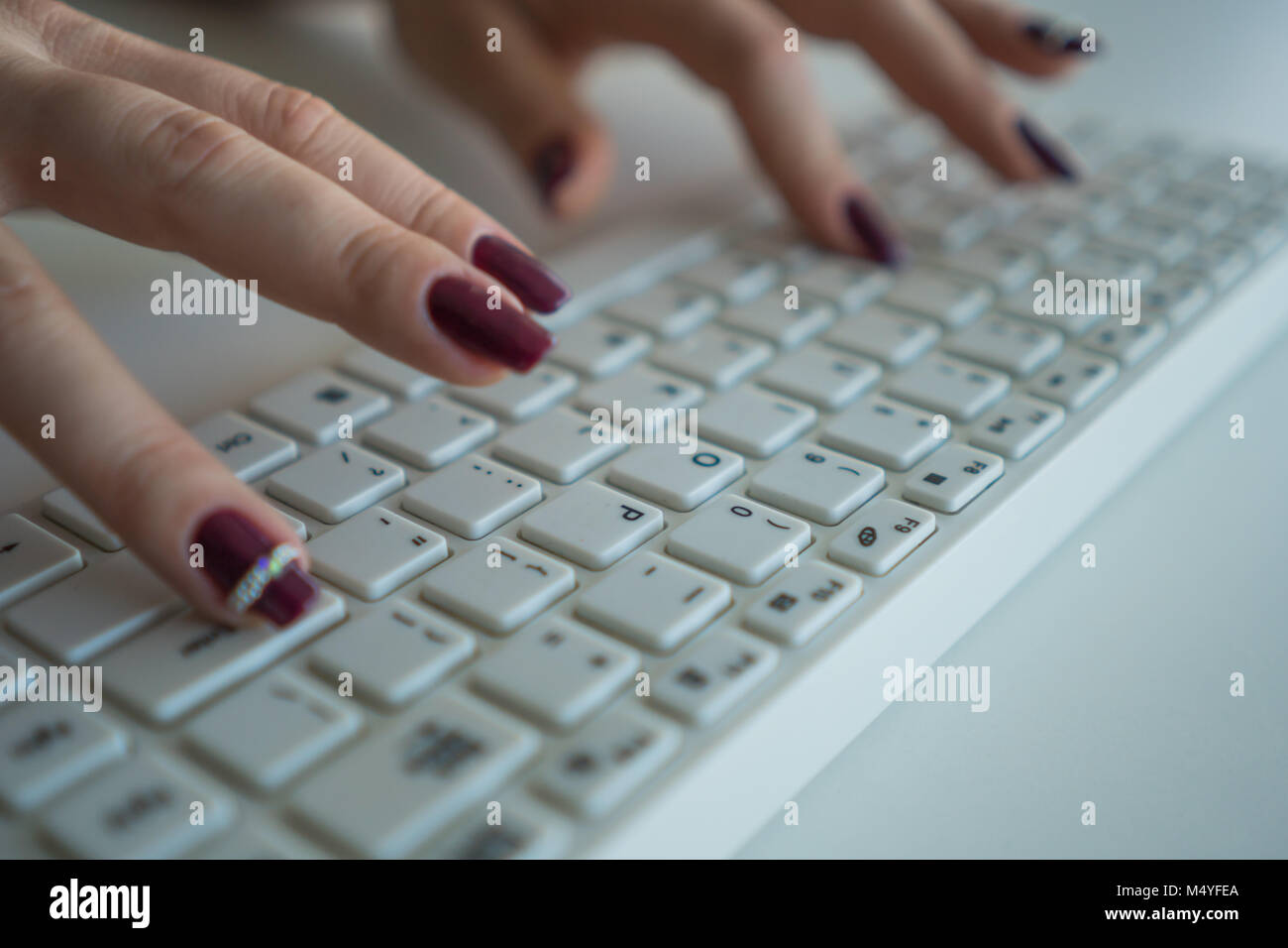 Person typing on keyboard red hi-res stock photography and images - Alamy