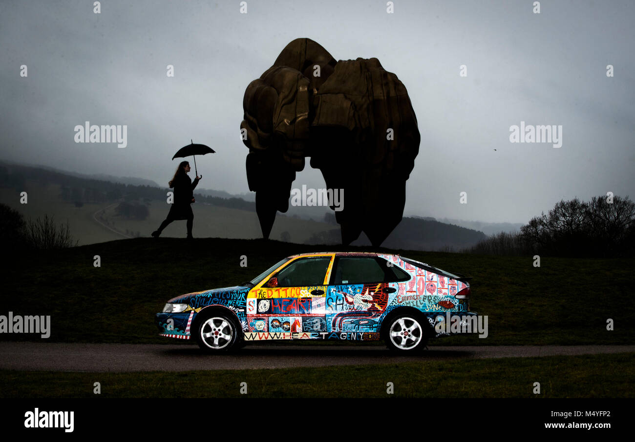 Helen Tulloch walks past Darktown Turbo Taxi by artist Jonny Hannah and ...