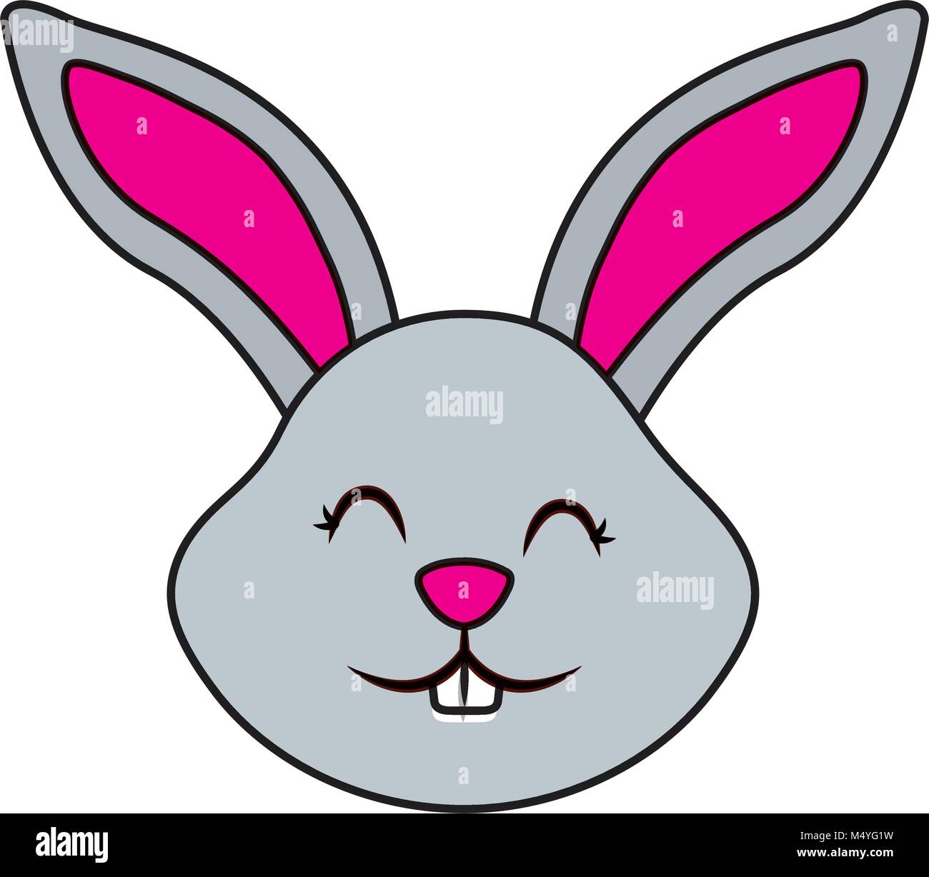 funny cute head rabbit ears animal cartoon Stock Vector Image & Art - Alamy