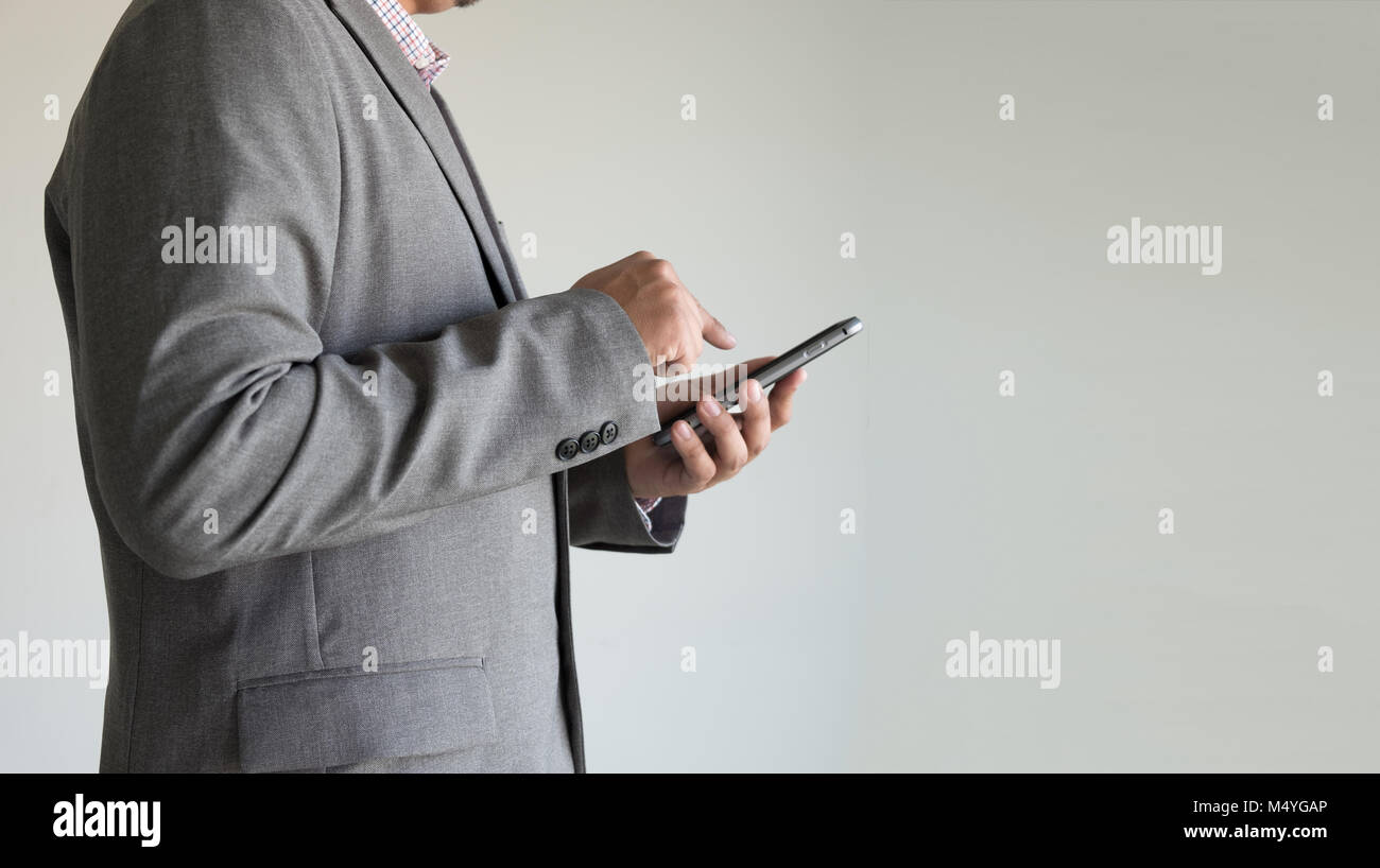 Close up of a man using workplace using technology new technology ...