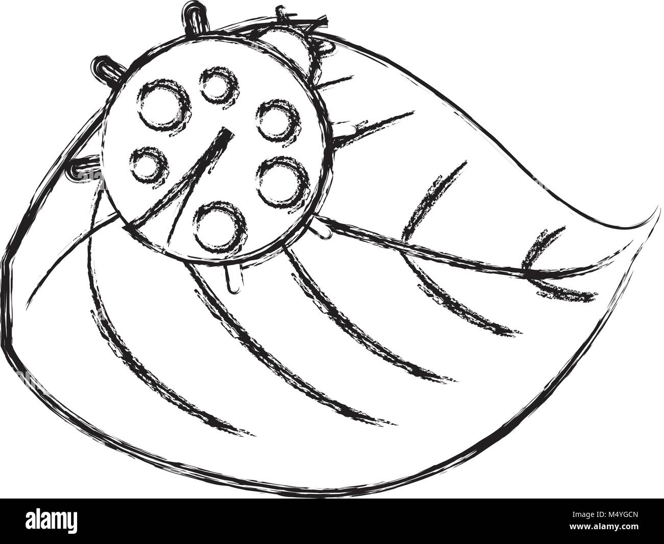 cute ladybug in leaf natural wildlife animal Stock Vector Image & Art ...