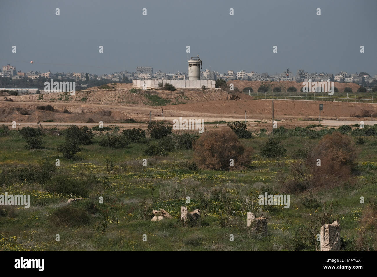 Distant view of residential houses in the northern part of Gaza strip ...