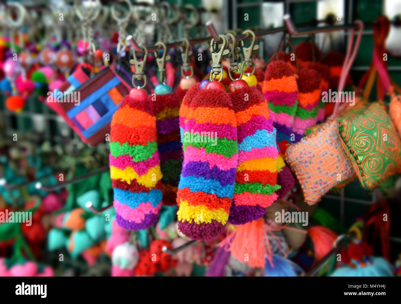 Handmade key chain souvenir from the street market at the north of ...