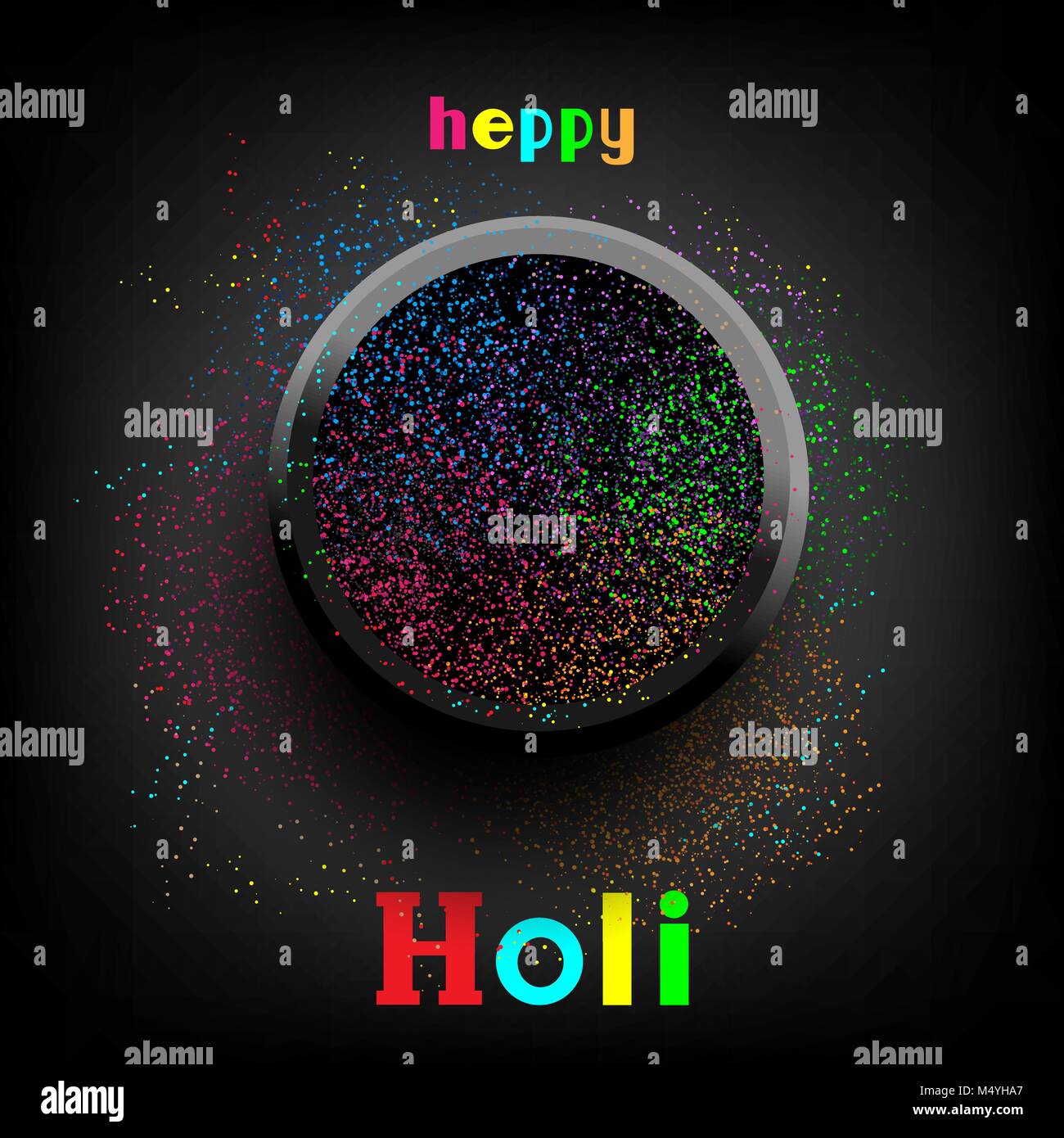 Holi colors plate template on dark black background. Phagwa festival ...