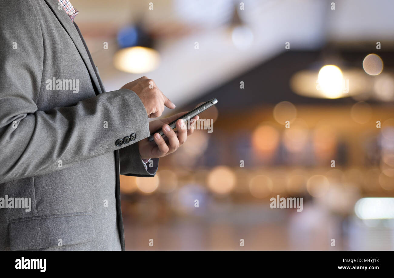 Close up of a man using workplace using technology new technology ...