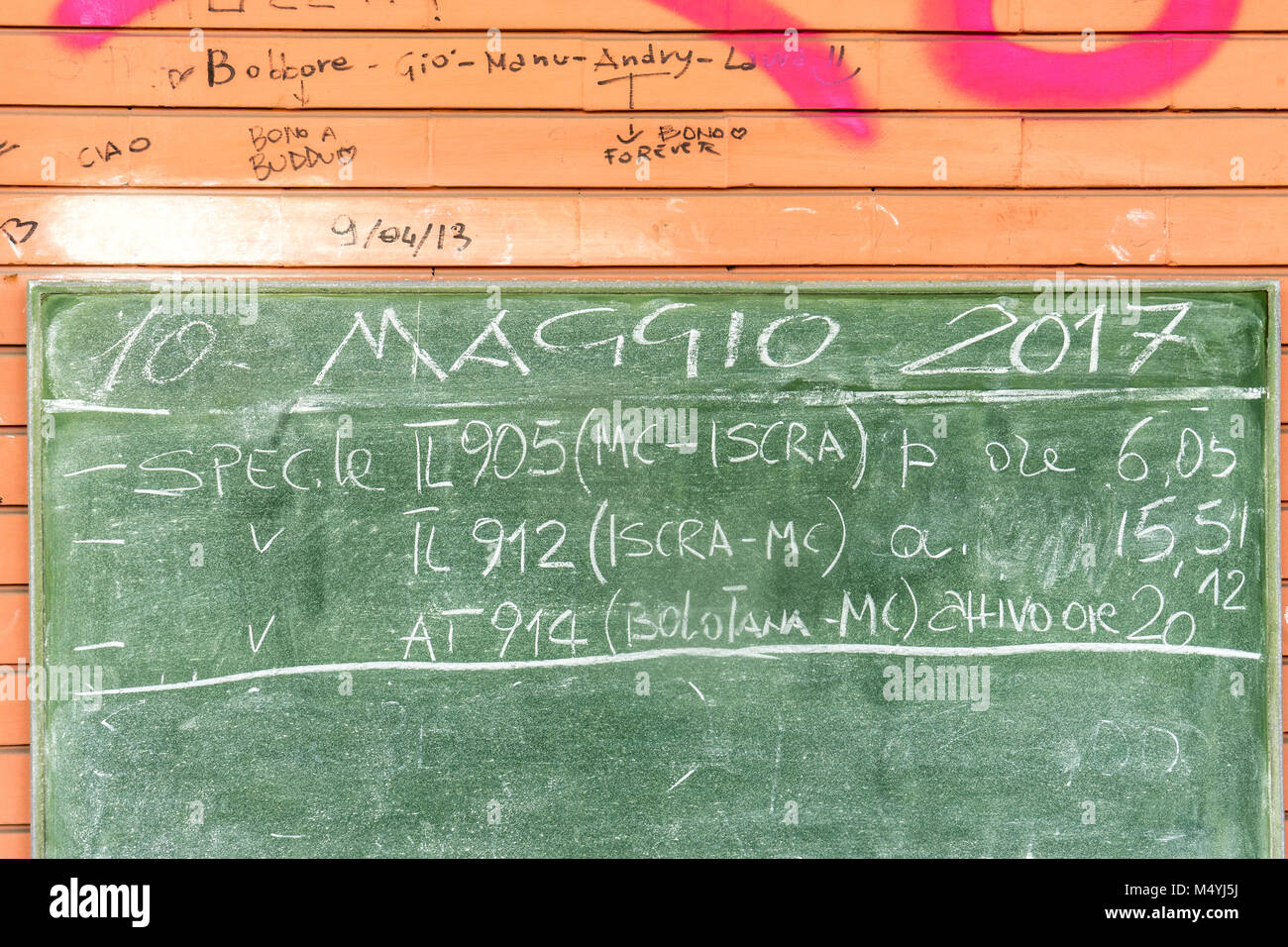 Time Table in Station of Macomer, Sardegna Stock Photo - Alamy
