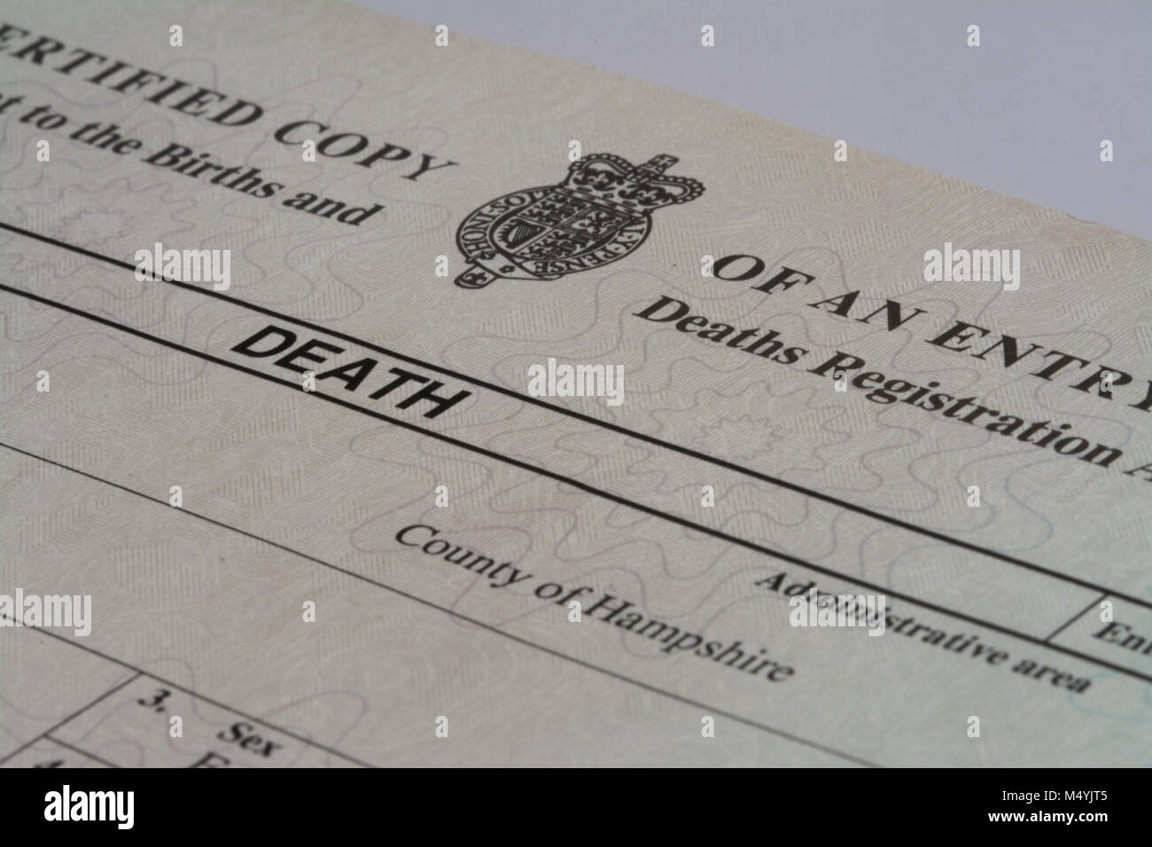 Death certificate document hi-res stock photography and images - Alamy