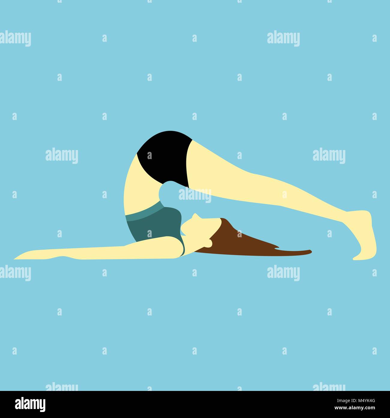 Back Body Stretches Pose Yoga Posture Vector Illustration Stock Vector ...