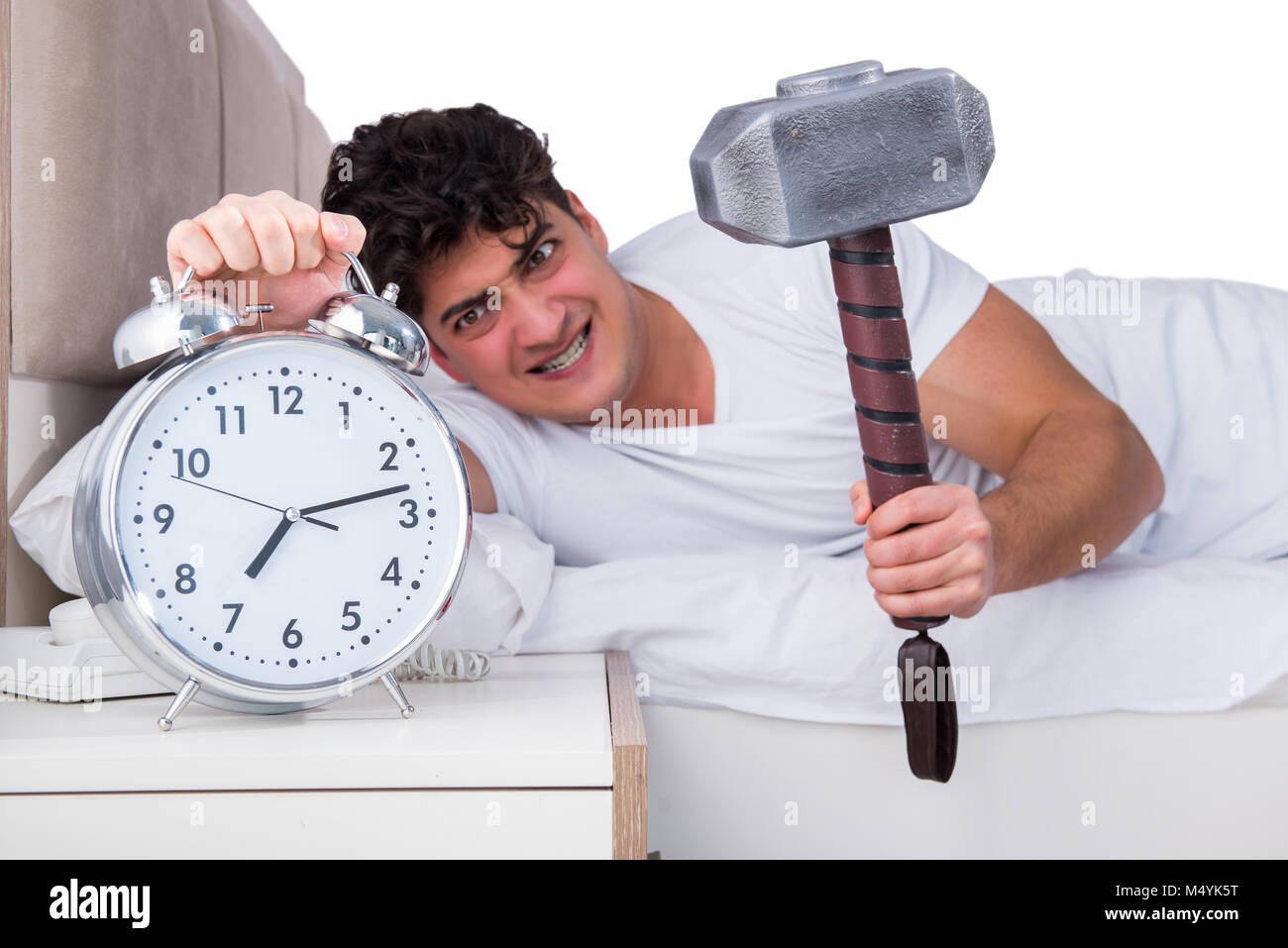 Man in bed suffering from insomnia Stock Photo - Alamy