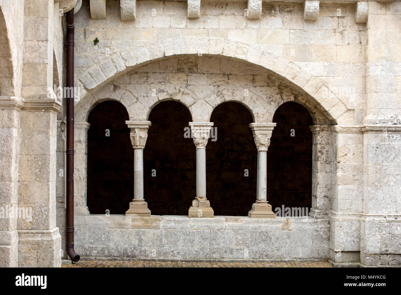 Romanesque capitals of the columns in the cloisters of the Abbey of ...