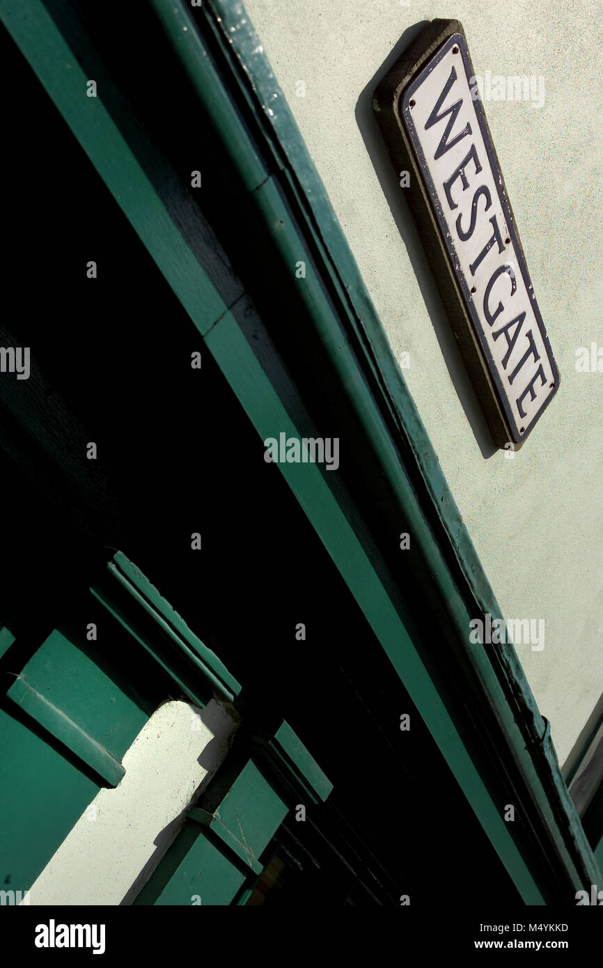 Westgate street sign, Ripon, North Yorkshire Stock Photo - Alamy