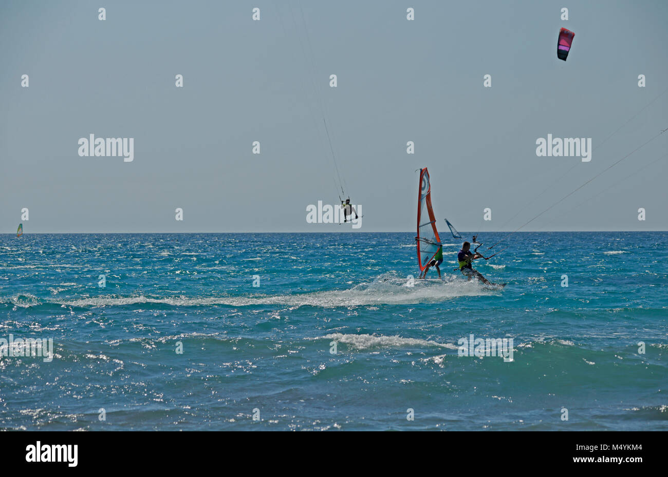 Wind surfers in action Stock Photo - Alamy