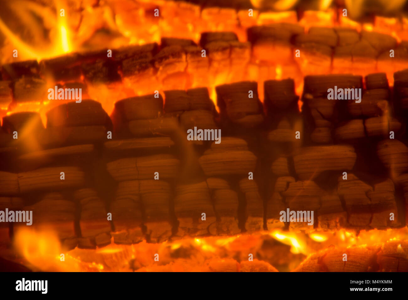 Fire fireplace ember wood home Embers closeup. Glowing embers in hot ...