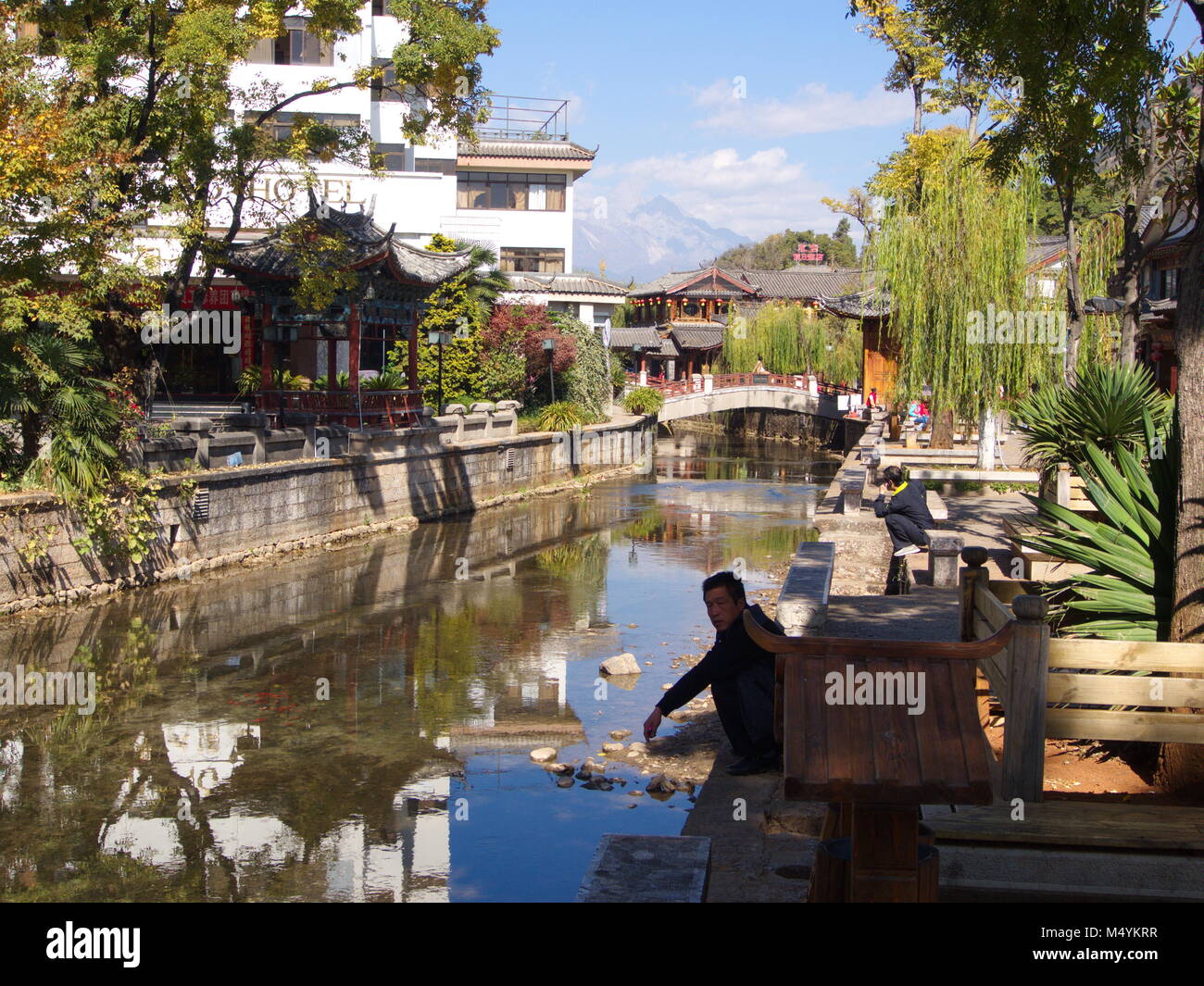 Lijiang Old Town with a clear water valley. Travel in Lijian in Yunnan ...