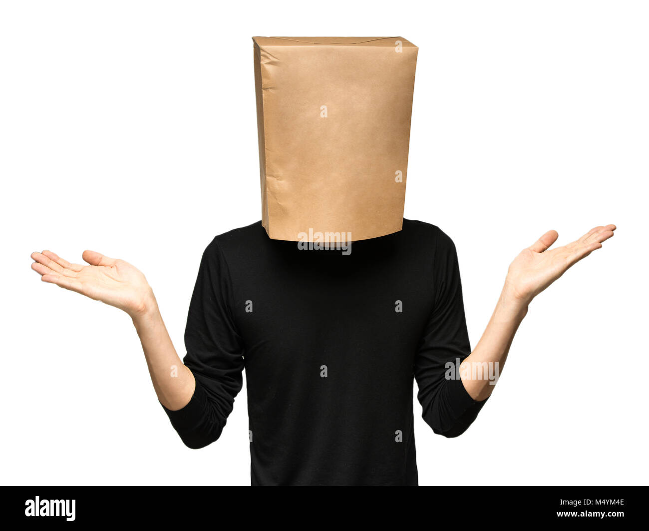 young man covering his head using a paper bag Stock Photo - Alamy