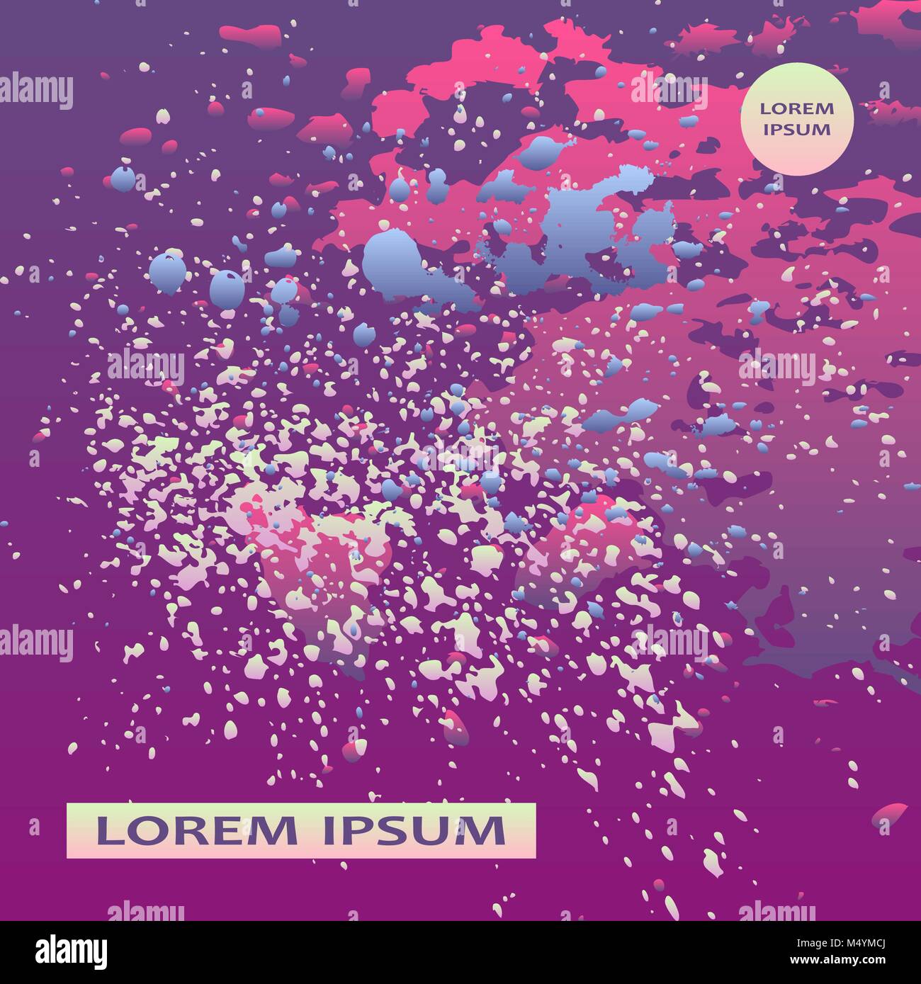 Neon explosion paint splatter artistic cover design. Fluid violet ...