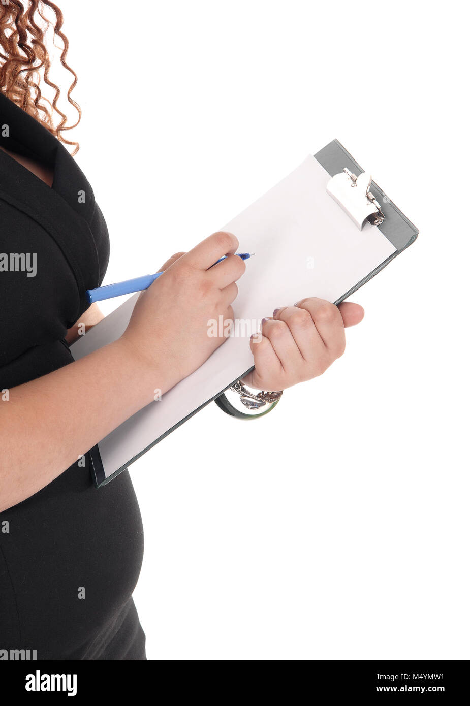 Business woman with clipboard Stock Photo - Alamy