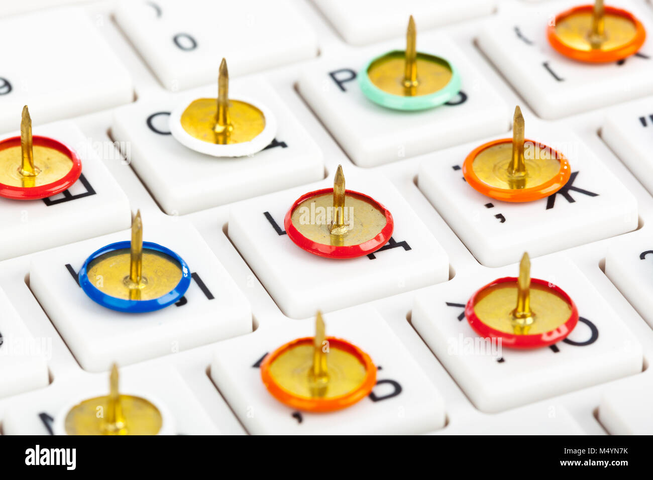 Pins on computer keyboard Stock Photo - Alamy