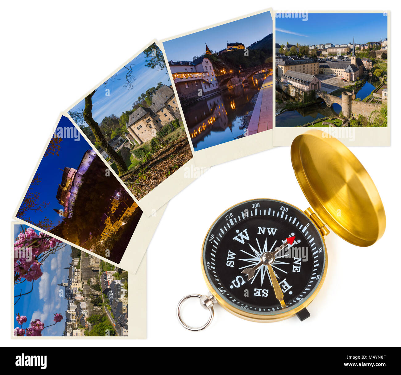 Luxembourg travel images (my photos) and compass Stock Photo - Alamy