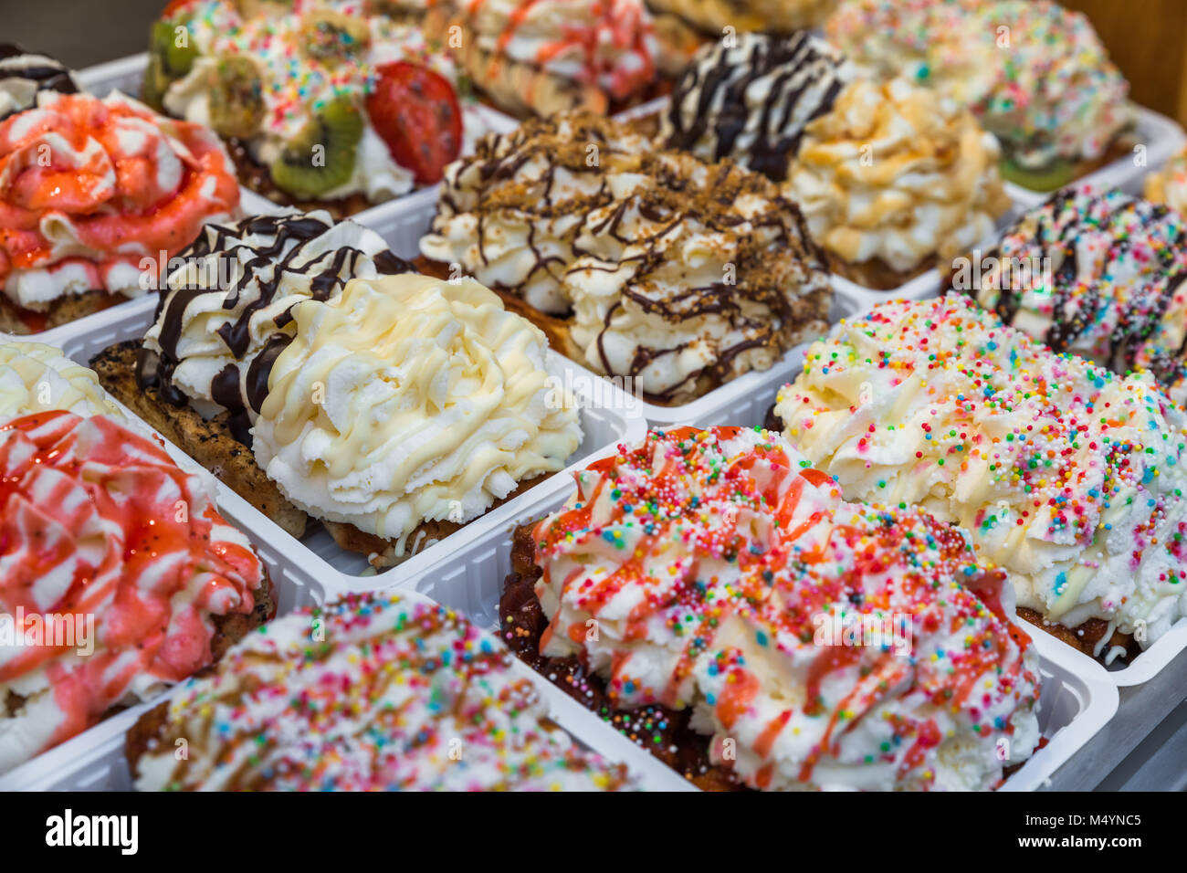 Belgian waffles in bakery Stock Photo - Alamy