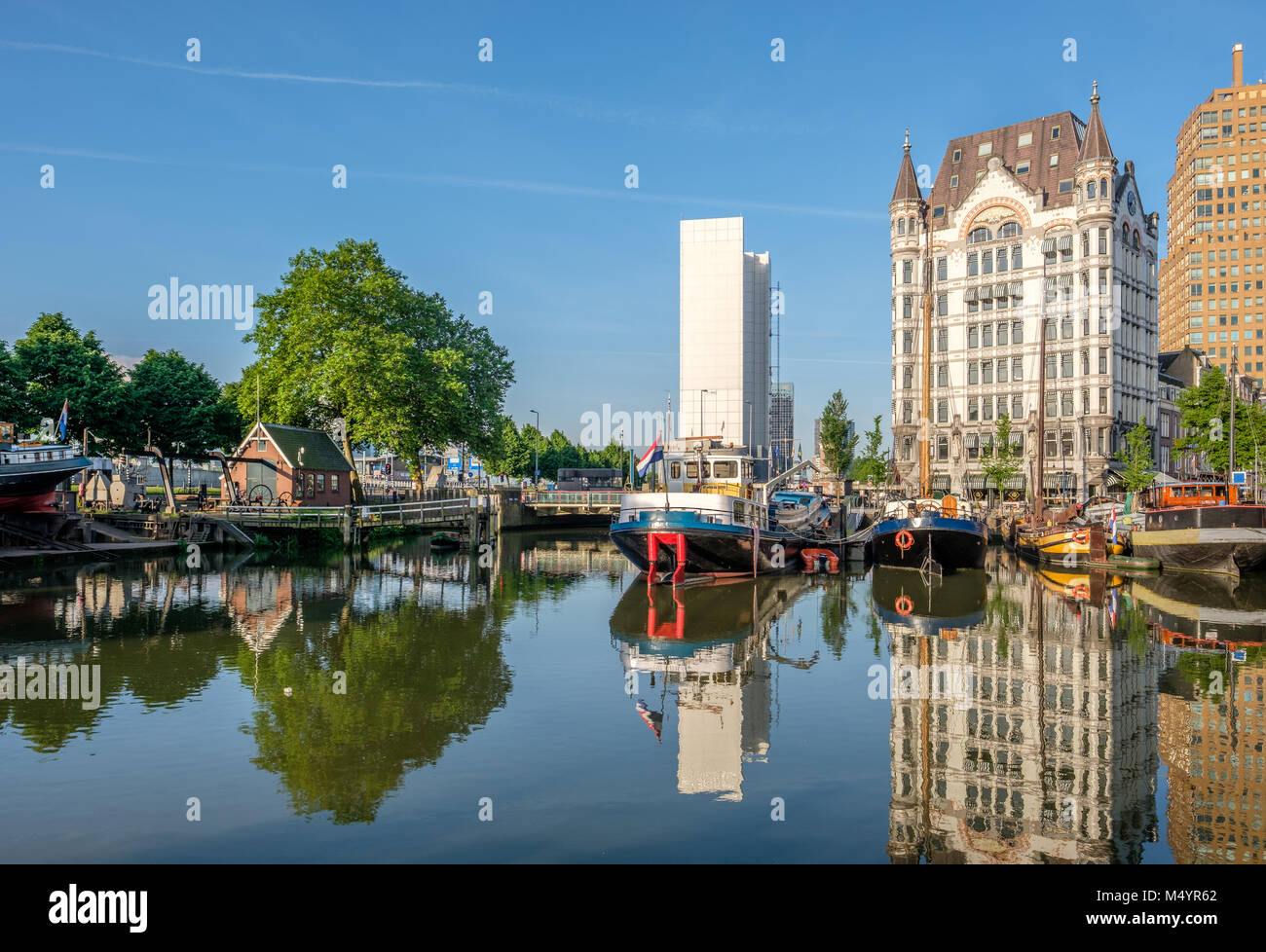 Rotterdam city cityscape skyline with, Oude Haven, Netherlands Stock ...