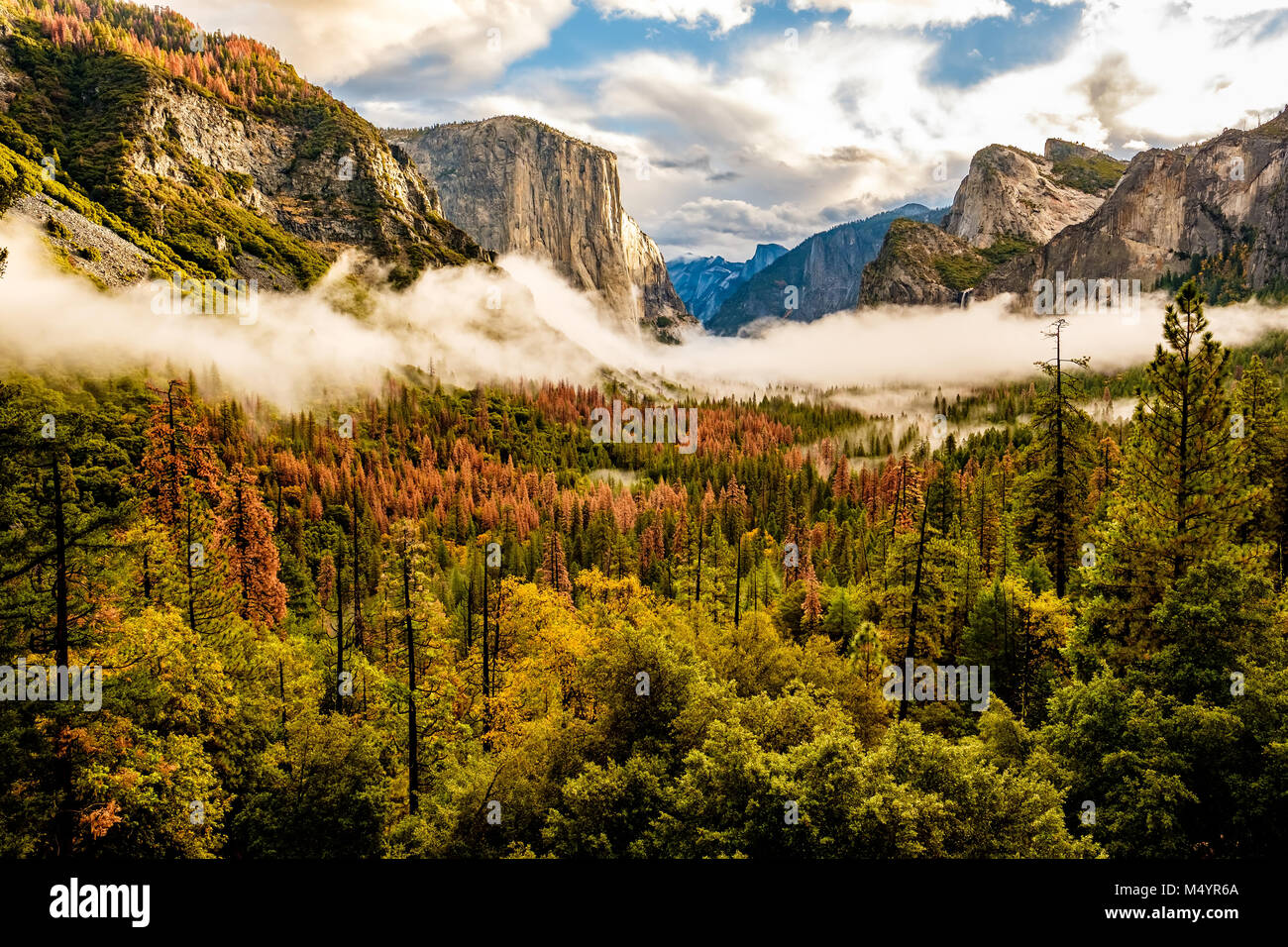 Yosemite Valley at cloudy autumn morning Stock Photo - Alamy