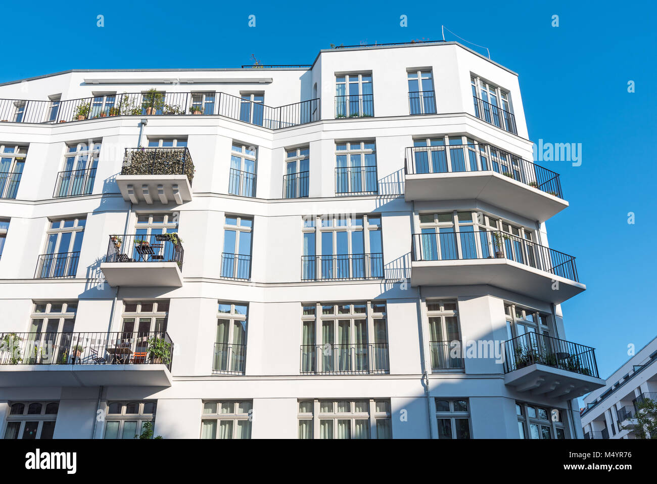 Modern white apartment house seen in Berlin, Germany Stock Photo - Alamy